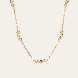 Bezel Diamond Trio Segment Necklace - Etsy