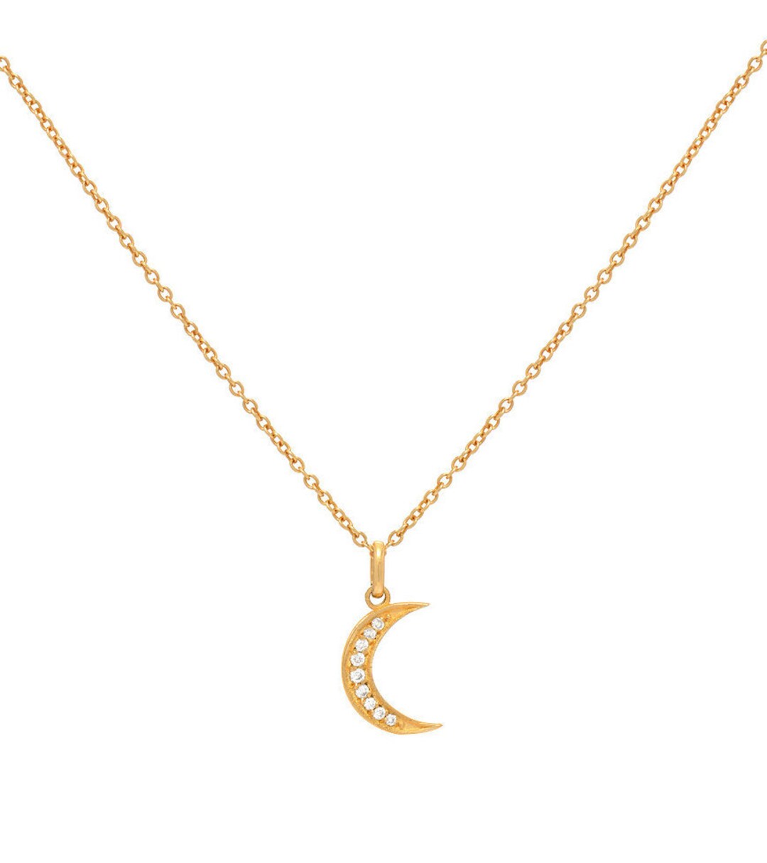 Diamond Moon Necklace | 14k Solid Gold - Etsy