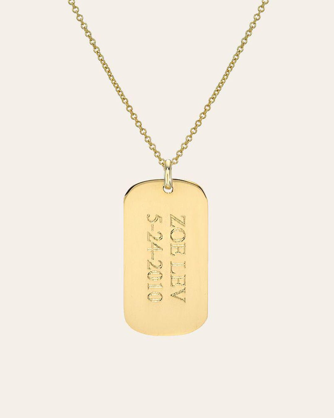 14k Gold Small Dog Tag Necklace - Etsy