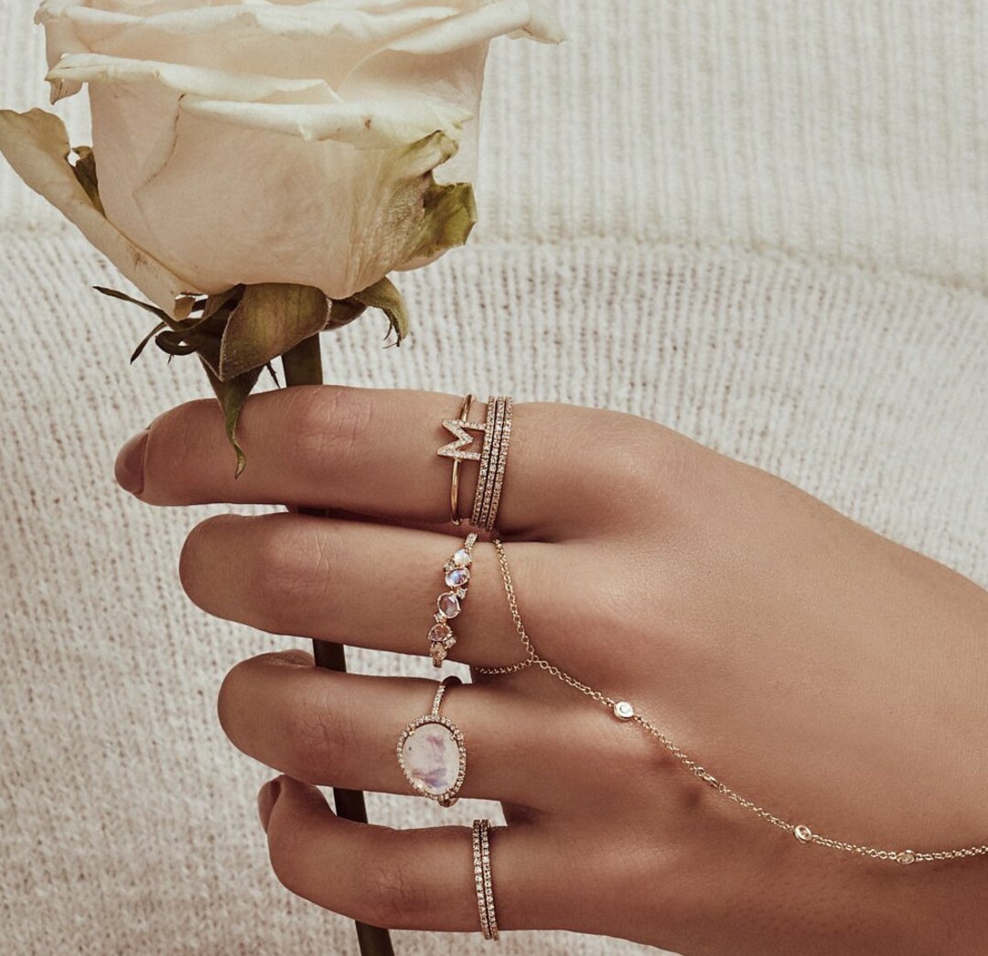 Diamond Letter Ring, Pave Diamond, Initial Ring - Etsy