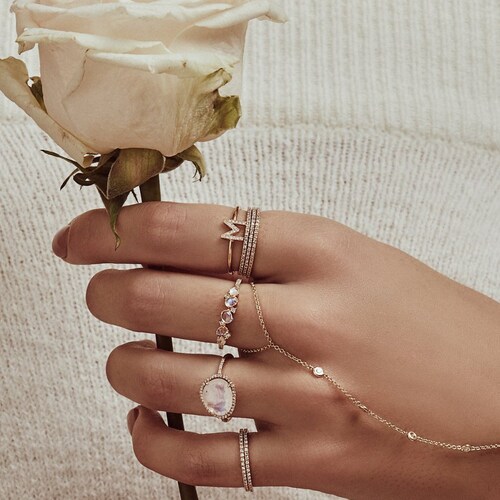 Diamond Letter Ring Pave Diamond Initial Ring | Etsy