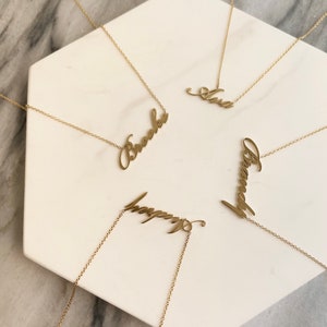 14k Gold Script Name Necklace, Gold Name Necklace - Etsy