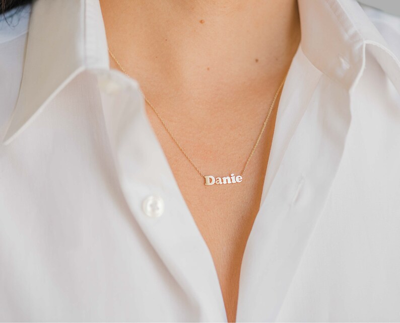 14k Gold Script Name Necklace Gold Name Necklace | Etsy