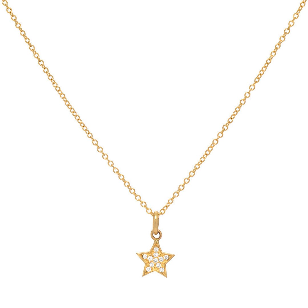 Diamond Star Necklace, Pave Diamond, 14k Solid Gold - Etsy