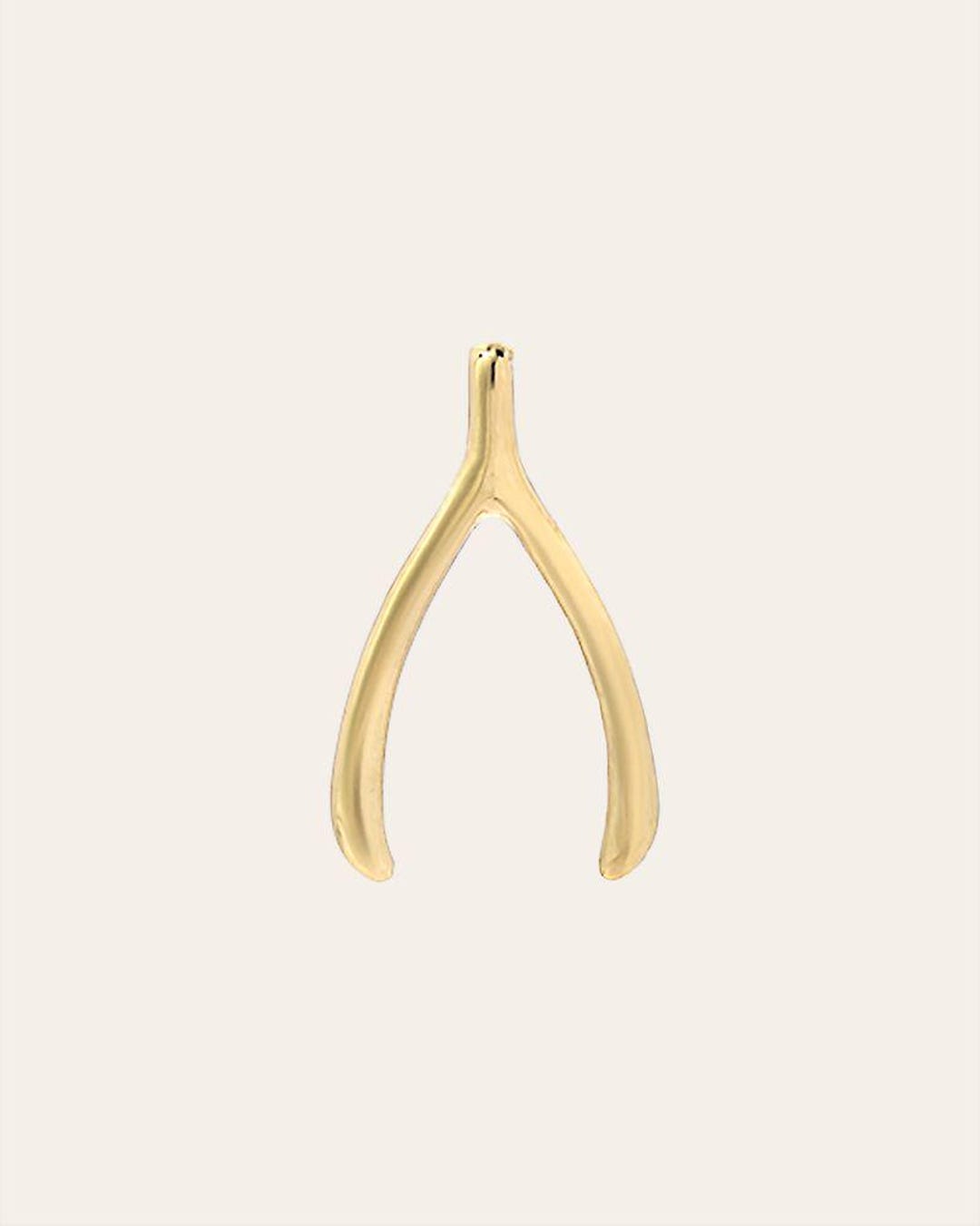 14k Gold Wishbone Pendant - Etsy