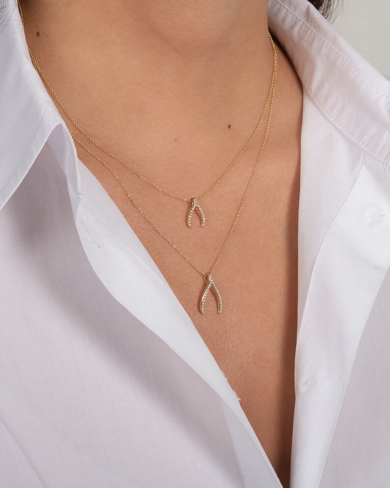 Diamond Wishbone Charm | Etsy