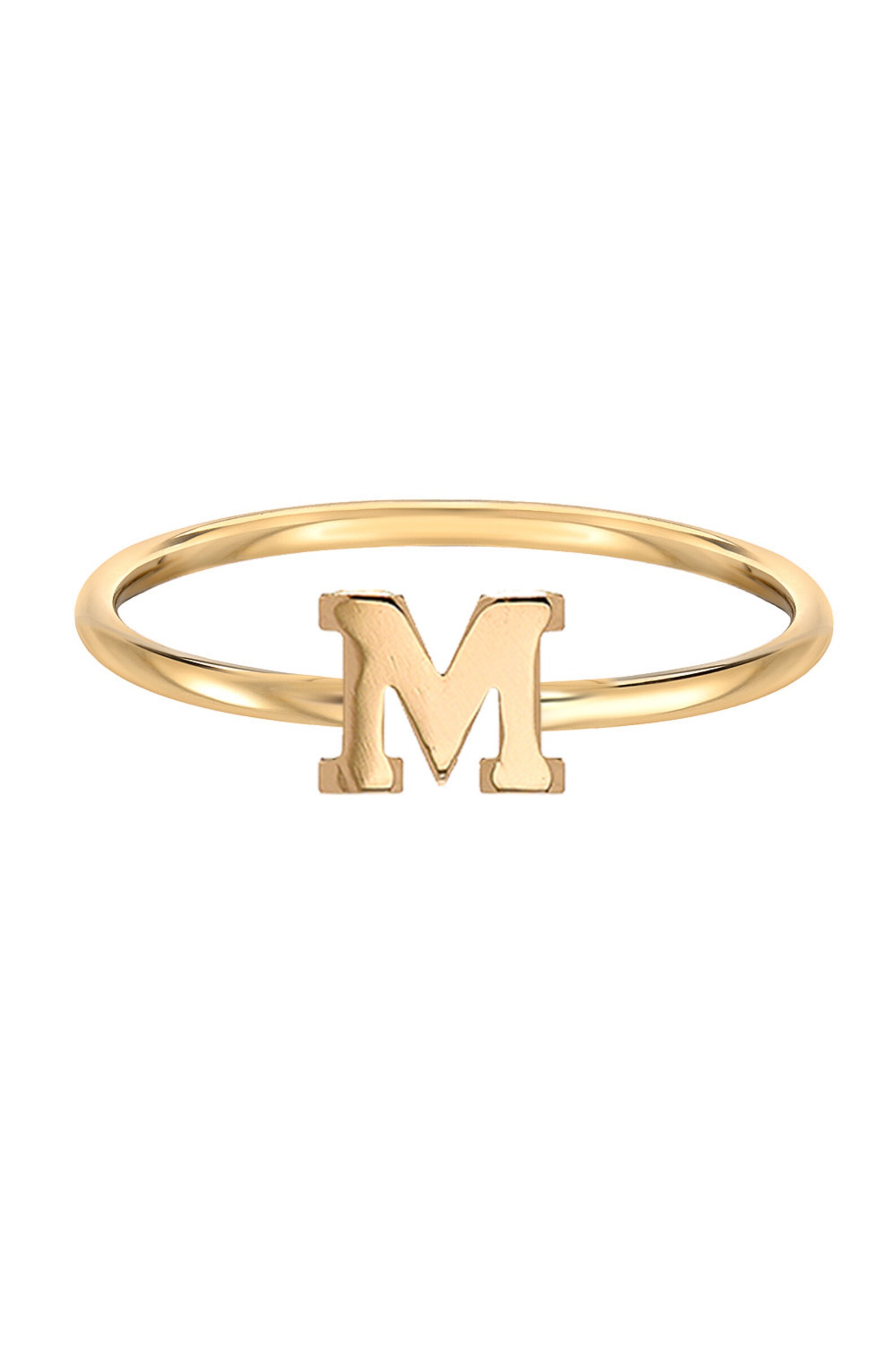 14k Gold Initial Ring Gold Letter Ring - Etsy