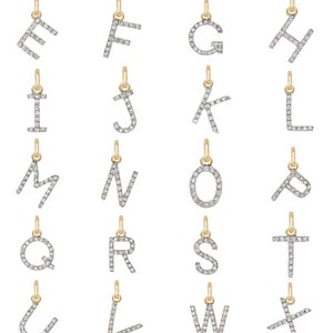 Diamond Letter Necklace, 14k Solid Gold, Pave Diamond Initial - Etsy