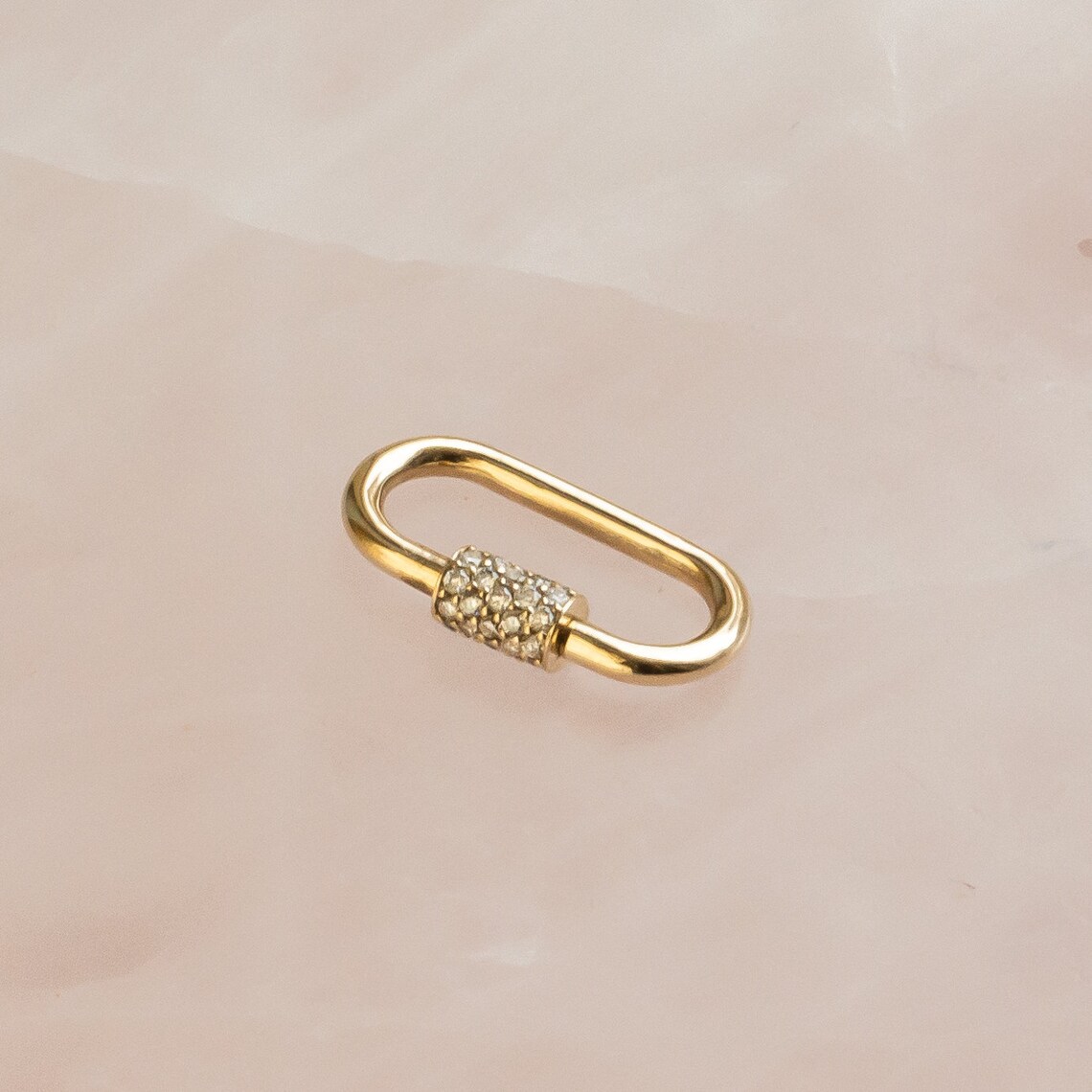 14k Gold Diamond Carabiner Lock Charm - Etsy
