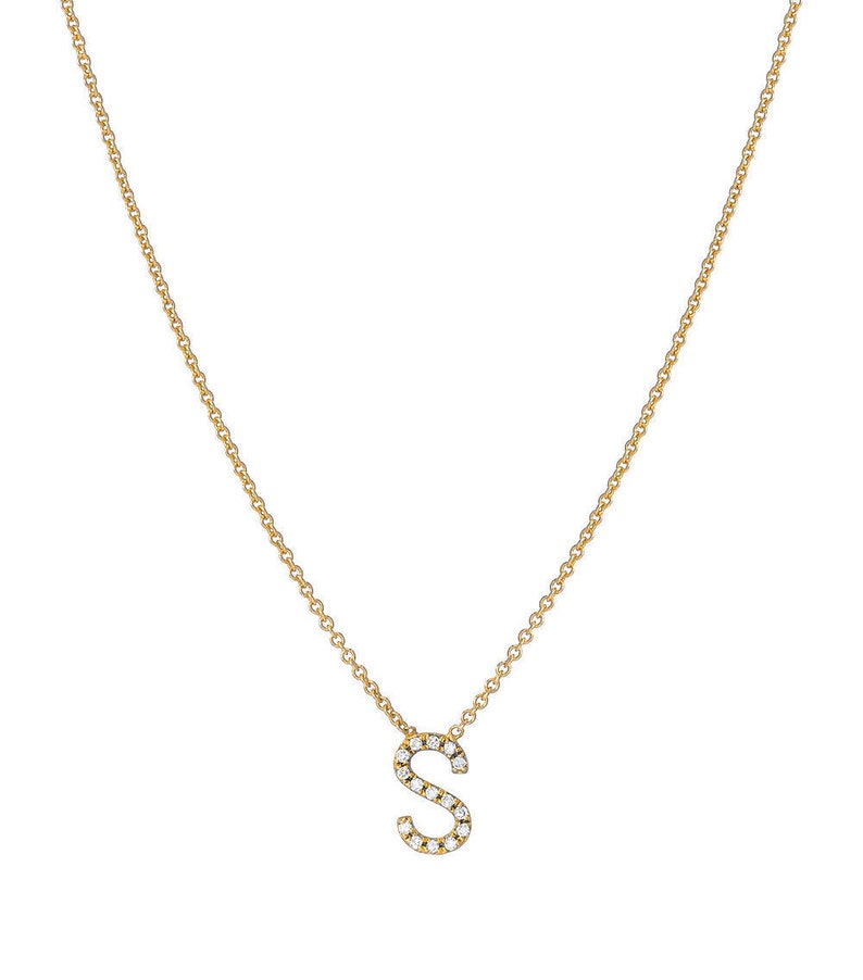 Diamond Letter Necklace, 14k Solid Gold - Etsy