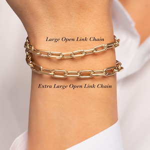 14k Gold Large Open Link Chain Bracelet - Etsy
