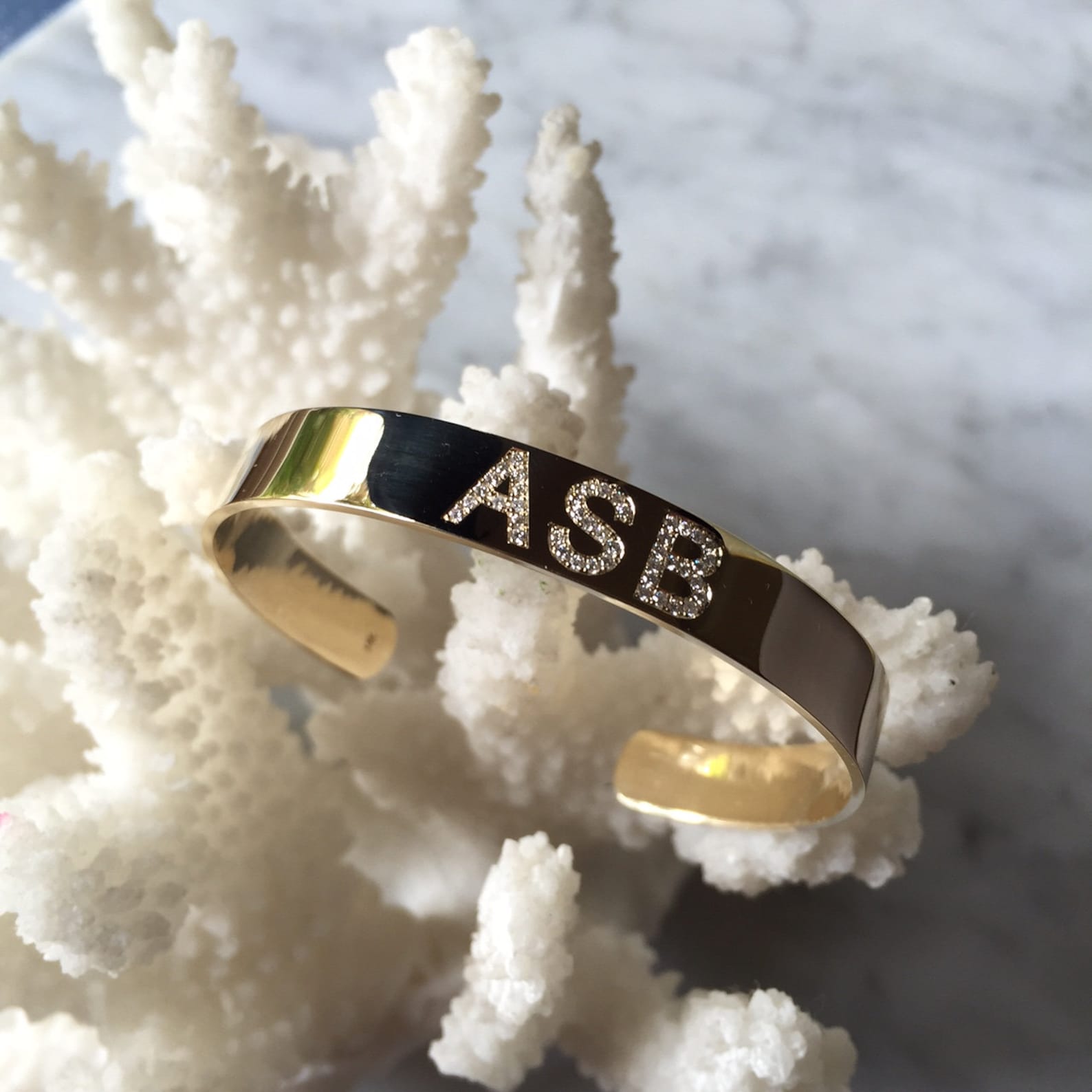 Diamond Personalized Cuff Bracelet - Etsy