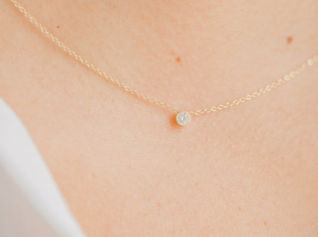 Small Bezel Diamond Necklace - Etsy