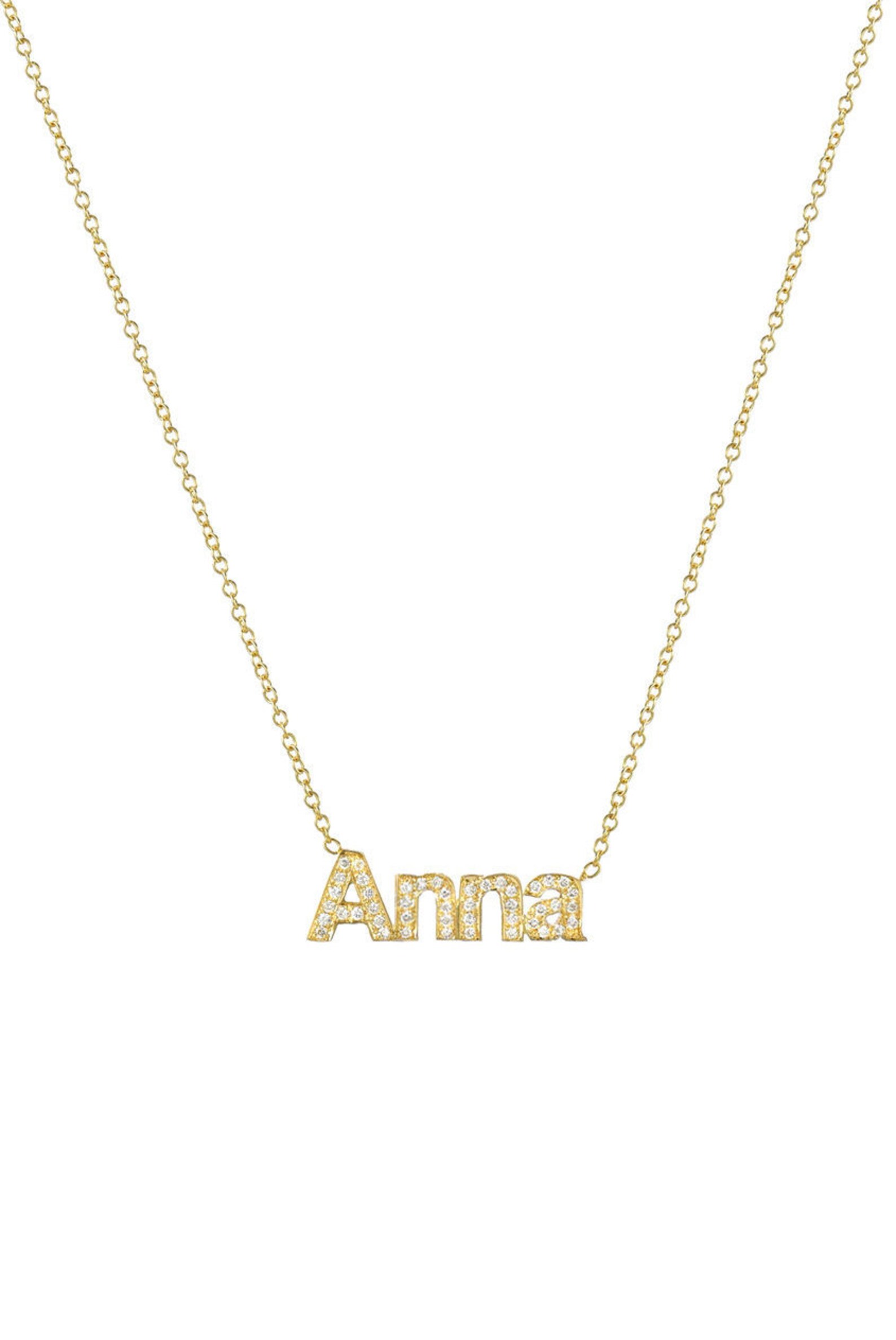Diamond Name Necklace 14k Solid Gold | Etsy