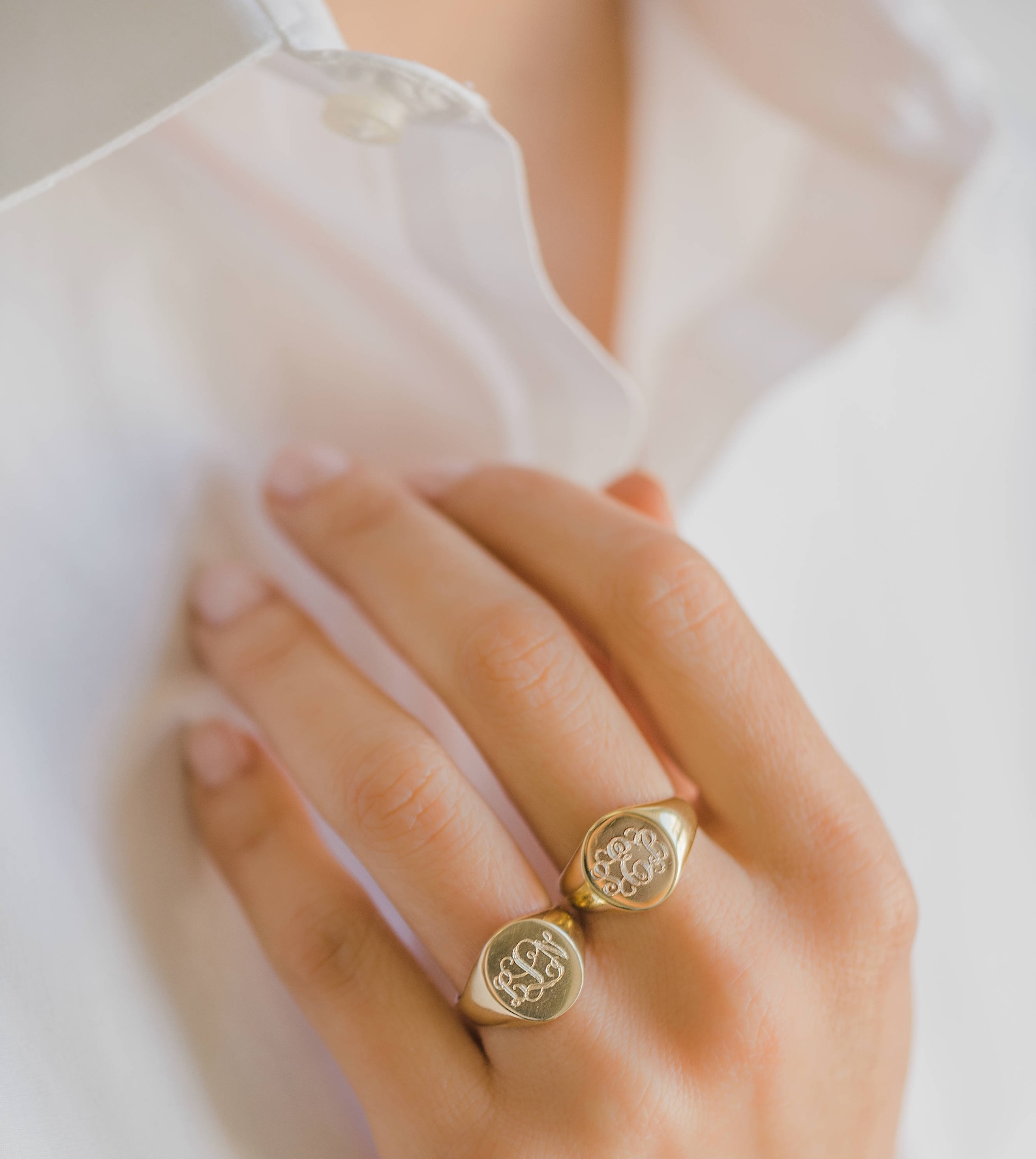 Gold Engraved Signet Ring, Large Signet Ring - Etsy