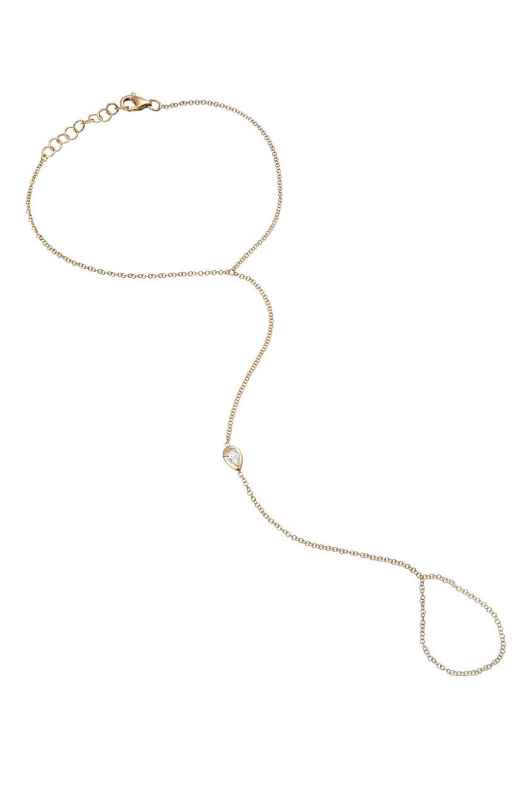 14K Gold Pear Shape Diamond Hand Chain - Etsy