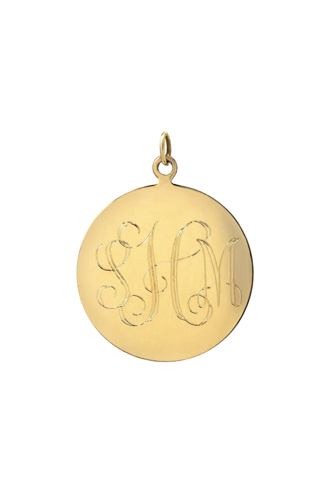 14k Gold Large Engraved Disc Pendant - Etsy