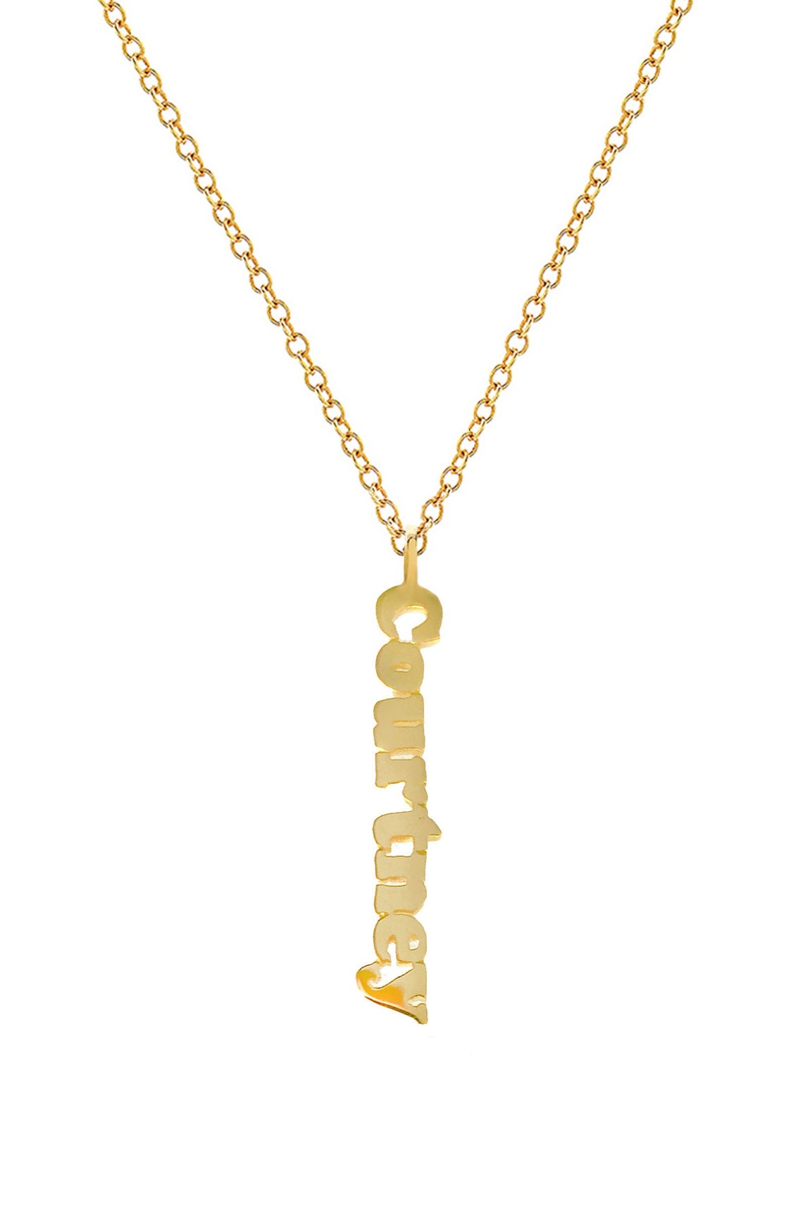 14K Gold Block Name Pendant Necklace | Etsy