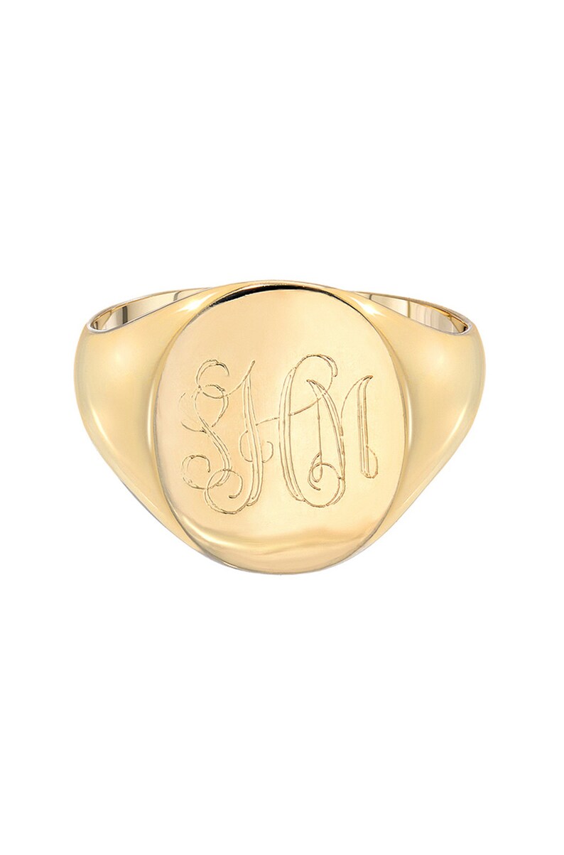 14k Large Signet Ring 14k Monogram Signet Ring - Etsy UK