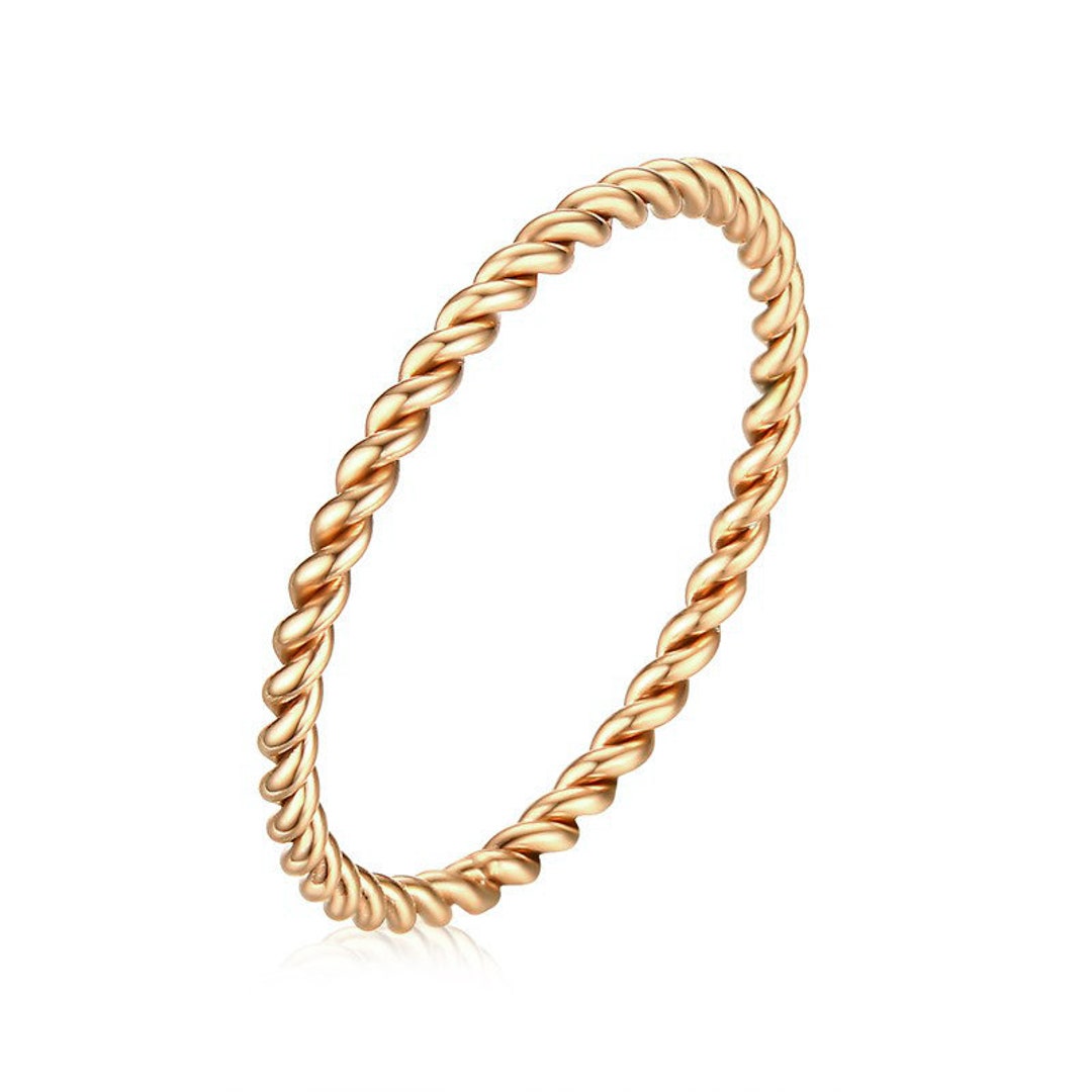 14k Gold Twist Ring - Etsy