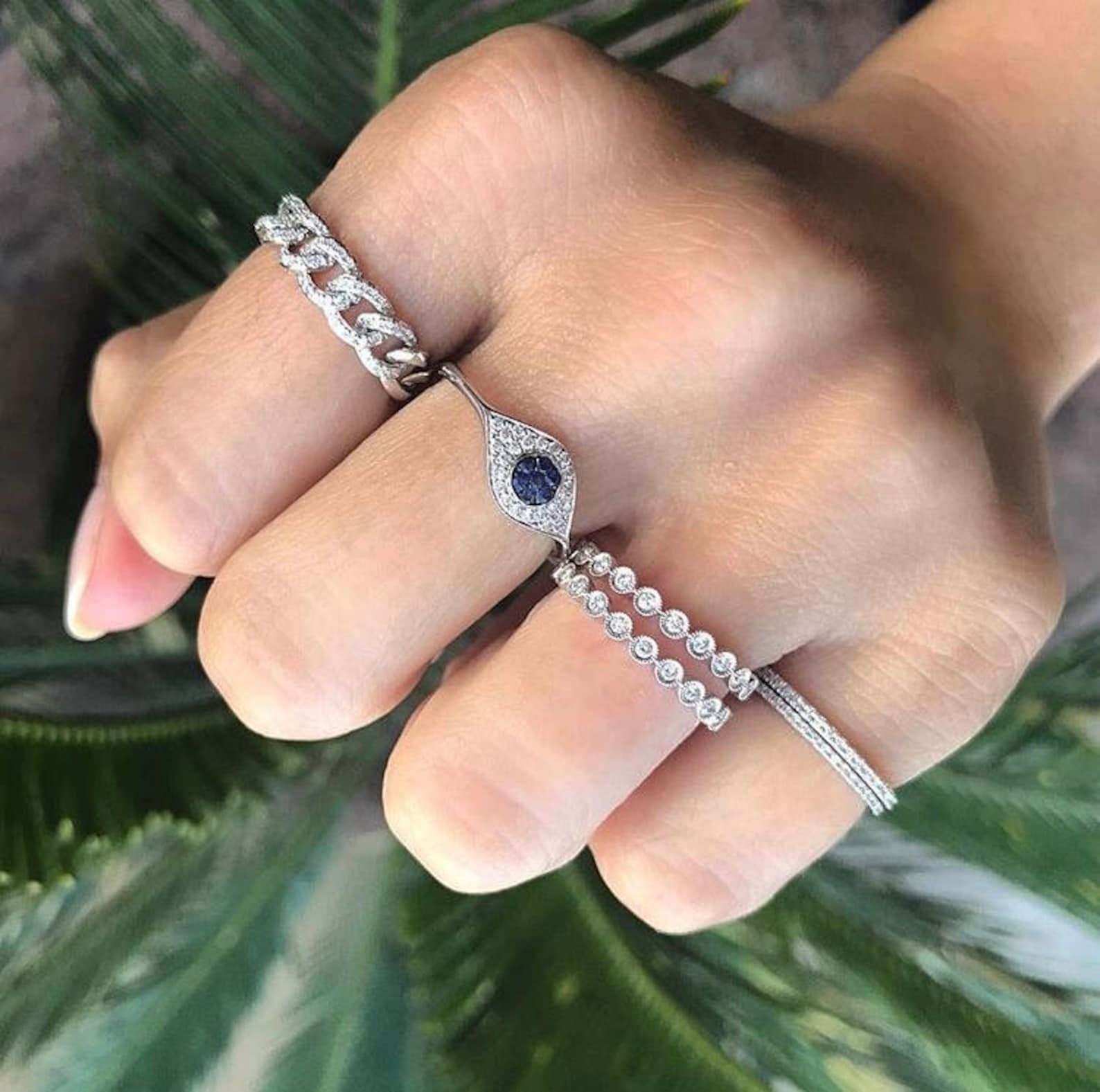 Diamond evil eye ring 14k gold and diamond evil eye | Etsy