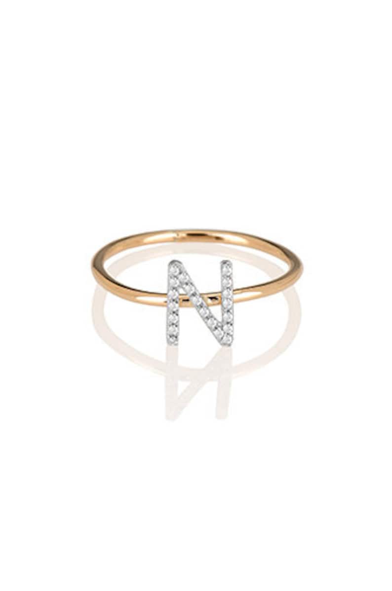 Diamond Letter Ring Pave Diamond Initial Ring | Etsy