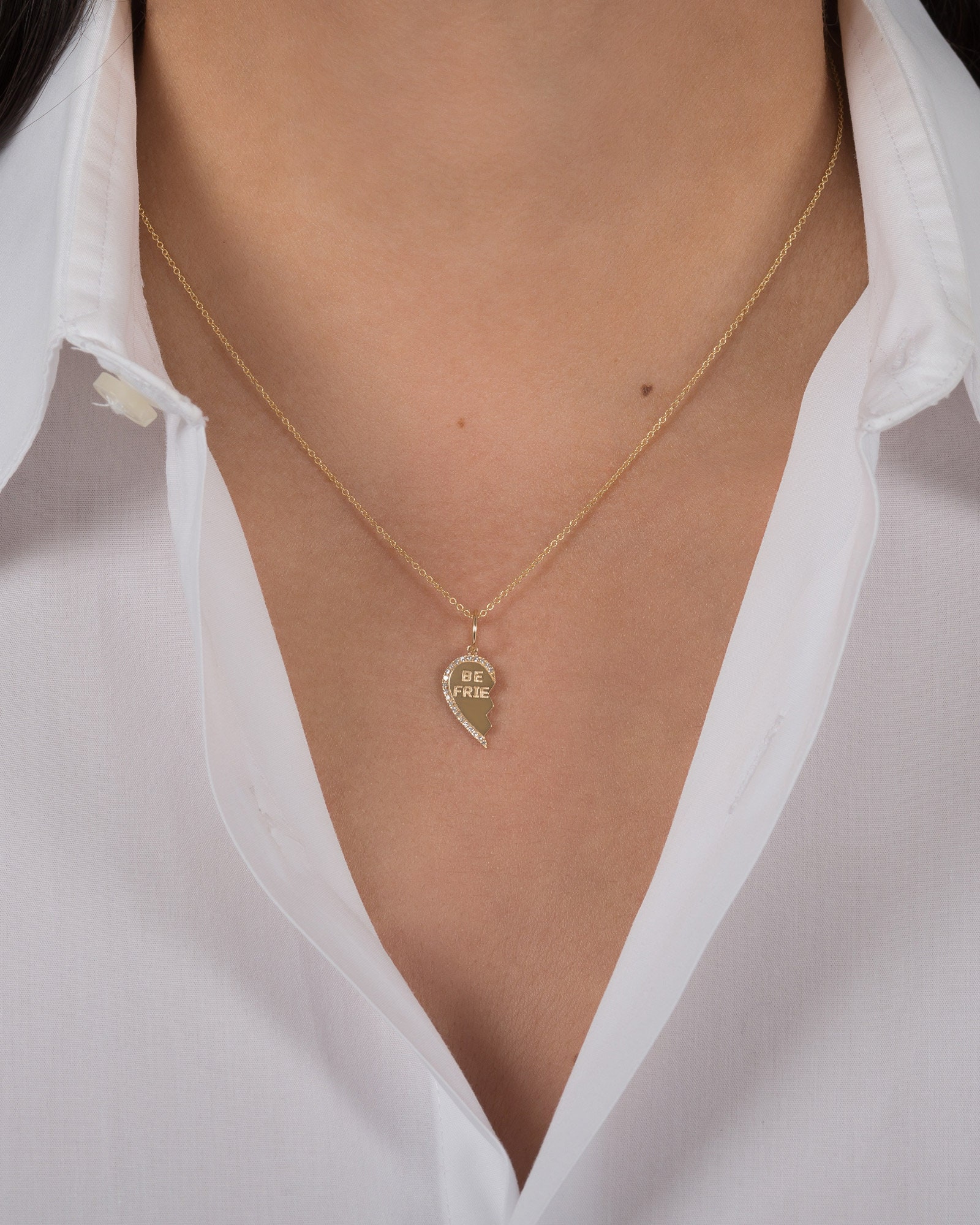 14k Gold Best Friend Necklace Set | Etsy