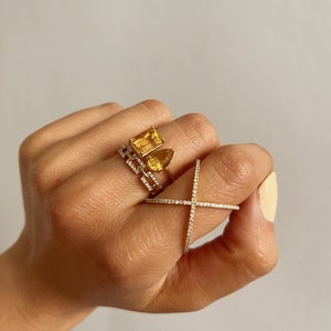 Diamond X Ring, Pave Diamond X Ring, 14k Solid Gold - Etsy
