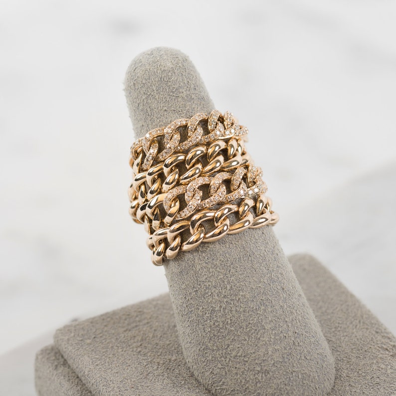14k Gold Cuban Link Ring - Etsy