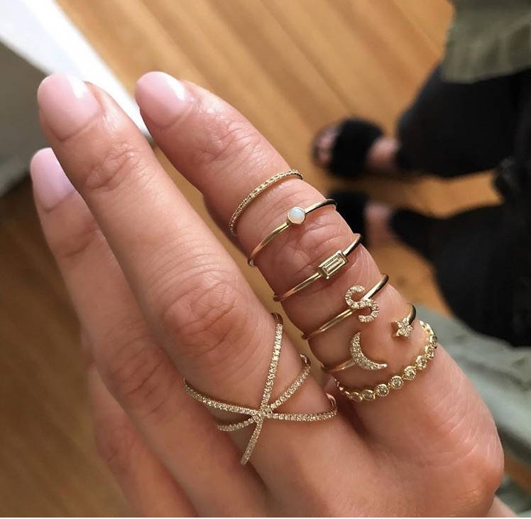 Diamond Initial Ring Diamond Letter Ring 14k Gold | Etsy