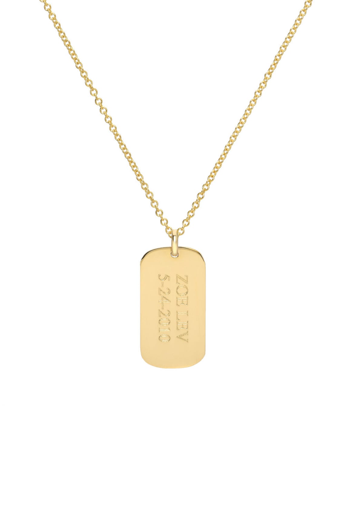14k Gold Small Dog Tag Necklace - Etsy