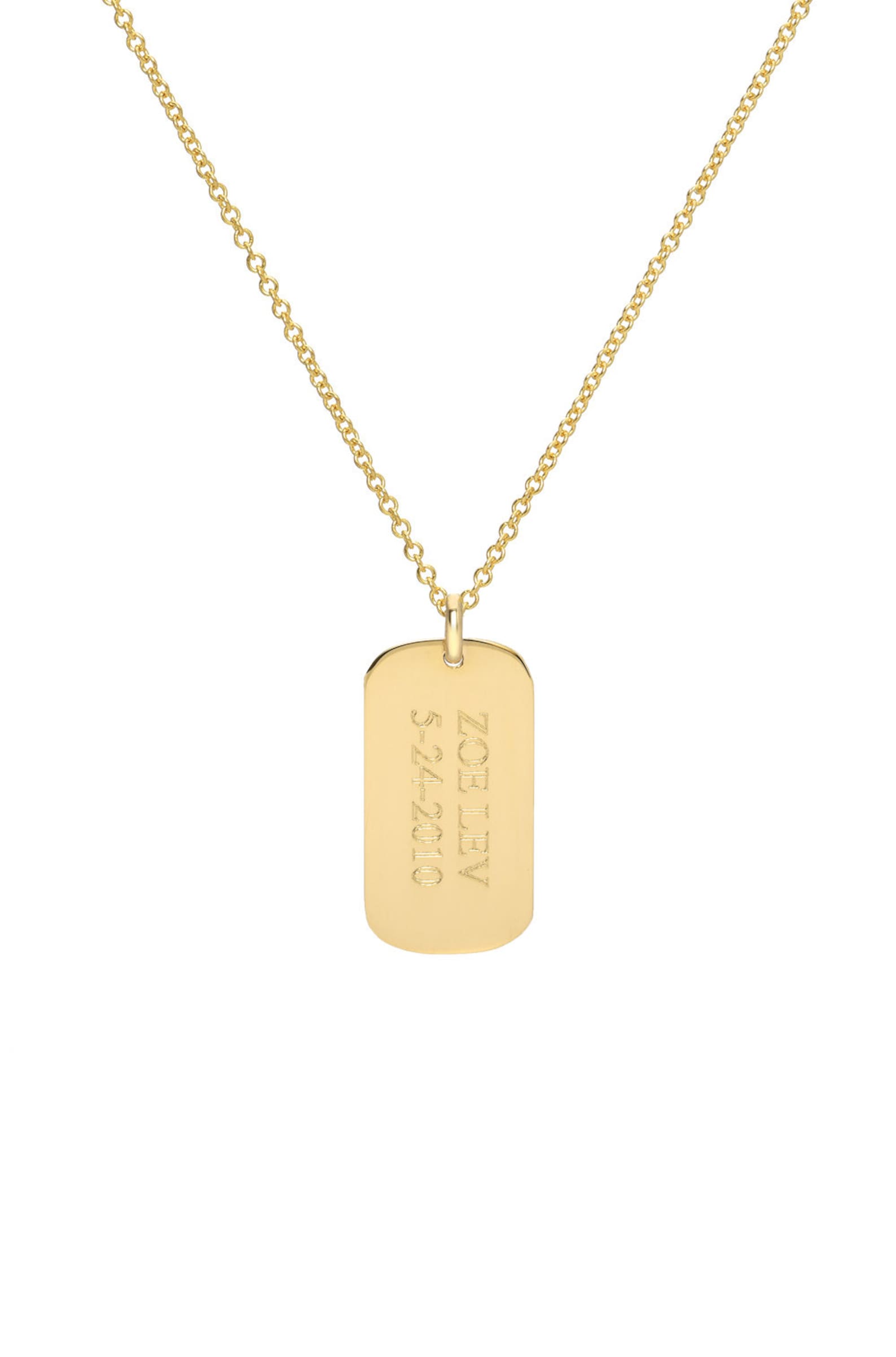 14k Gold Small Dog Tag Necklace - Etsy