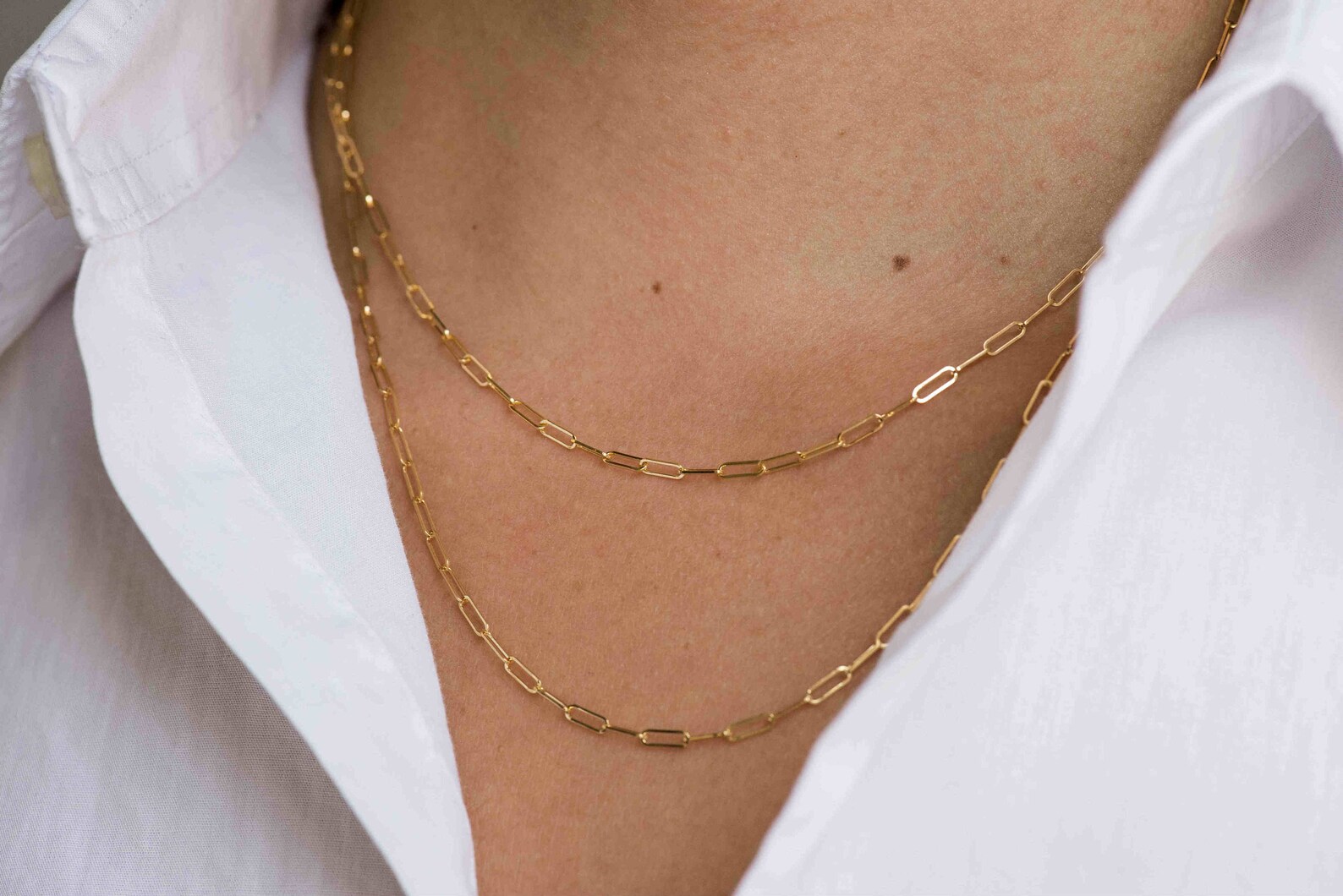 14k Gold Open Link Chain Necklace - Etsy