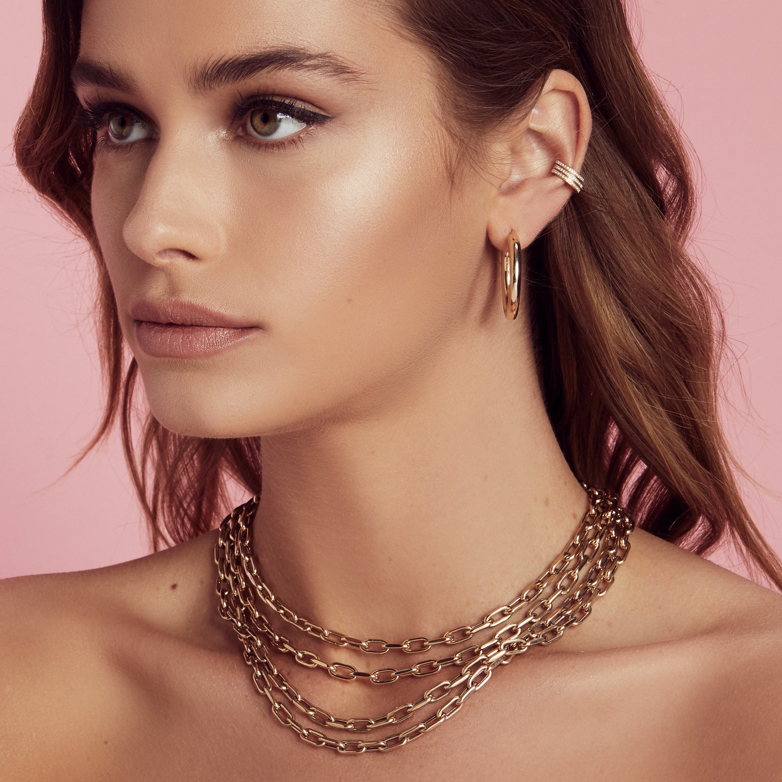 14k Gold Large Open Link Chain Necklace | Etsy