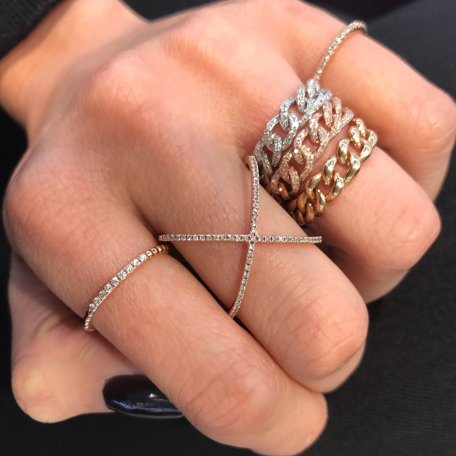 Diamond Cuban Link Ring Pave Diamond and 14k Solid Gold - Etsy