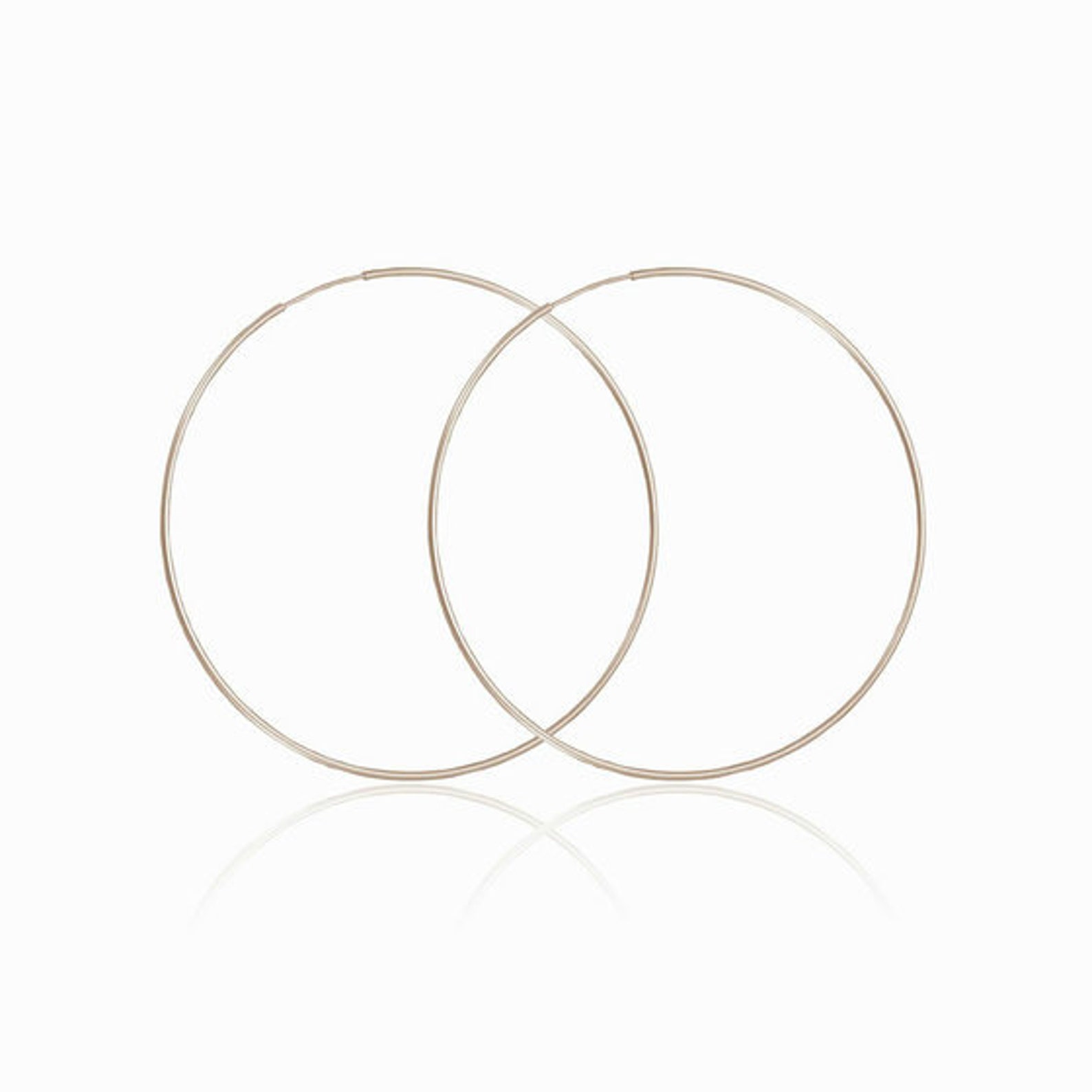 14k Gold Large Thin Thread Hoop Earrings - Etsy
