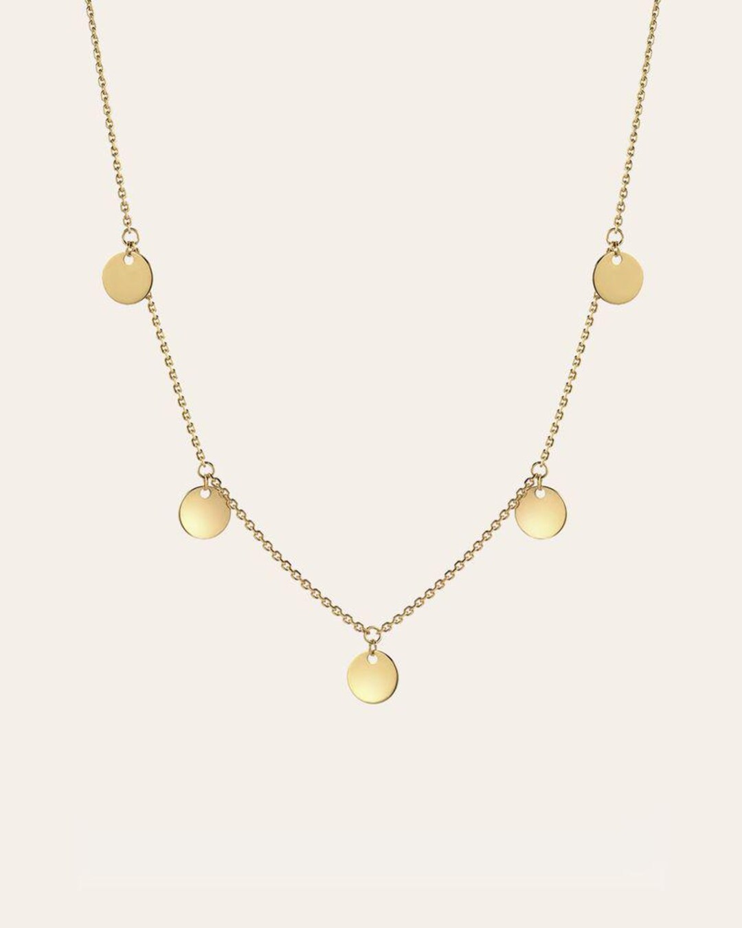 14k Gold Discs Necklace, Solid Gold Multiple Disc Choker - Etsy