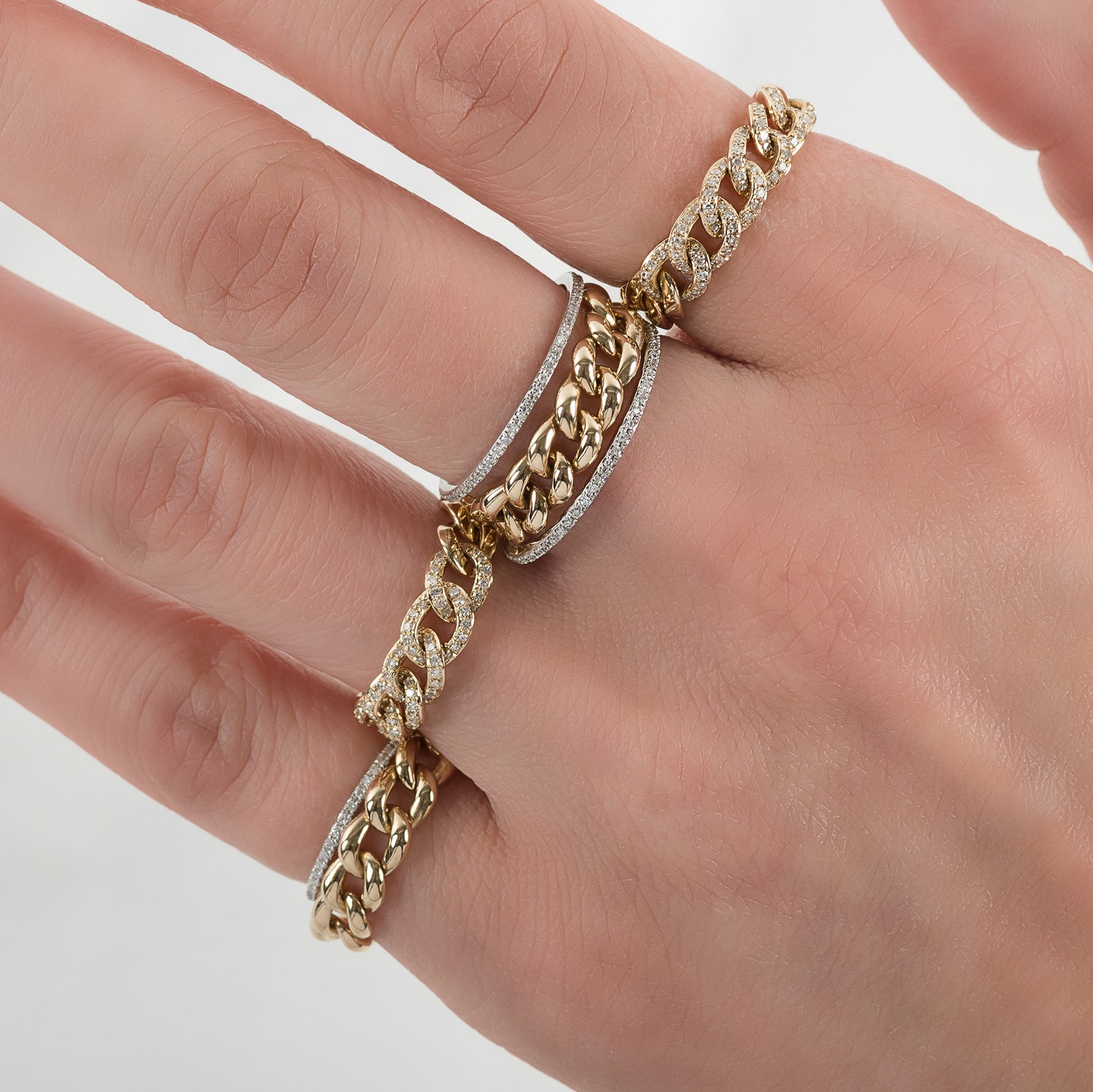 Diamond Cuban Link Ring Pave Diamond and 14k Solid Gold - Etsy