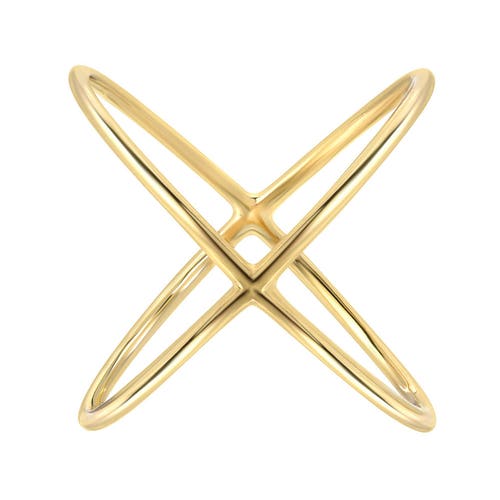 14k Gold Large X Ring 14k Solid Gold Cross Ring - Etsy