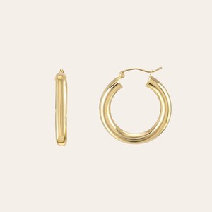 14k Gold Small Thick Hoops - Etsy