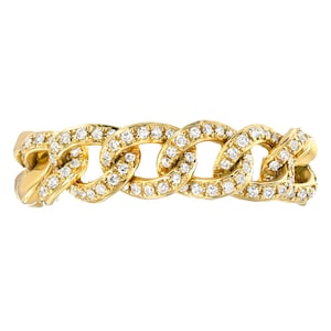 Diamond Cuban Link Ring, Pave Diamond and 14k Solid Gold - Etsy