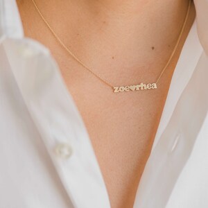 14k Gold Script Name Necklace Gold Name Necklace | Etsy