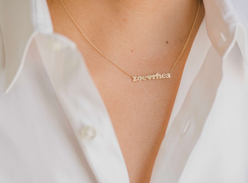14k Gold Script Name Necklace Gold Name Necklace | Etsy