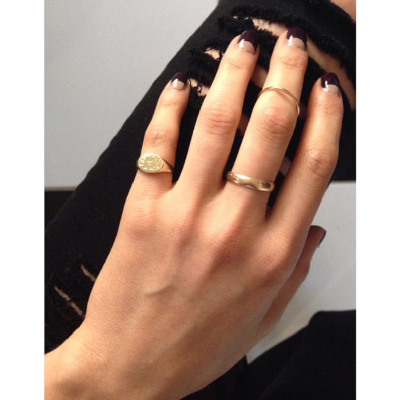 14k Gold Monogram Signet Ring - Etsy