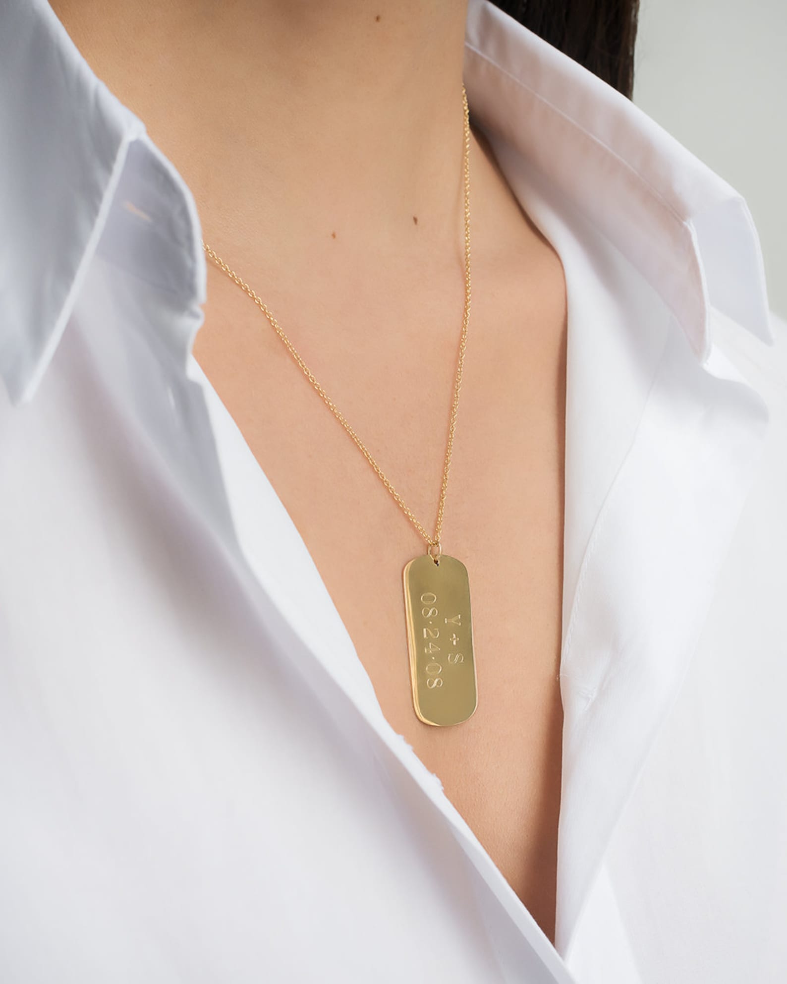 14k Gold Dog Tag Necklace Engraved Dog Tag - Etsy