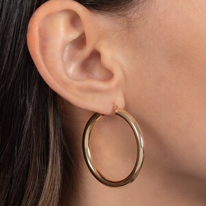 14k Gold Large Thick Hoops - Etsy