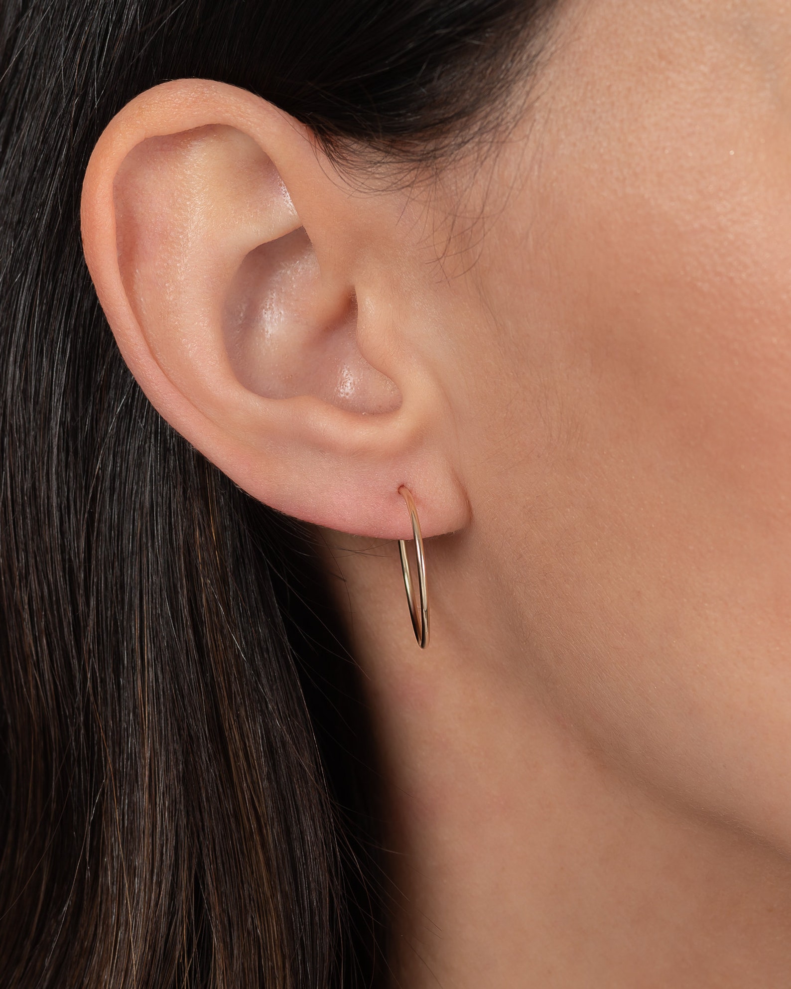 14k Gold Medium Thin Thread Hoop Earrings - Etsy