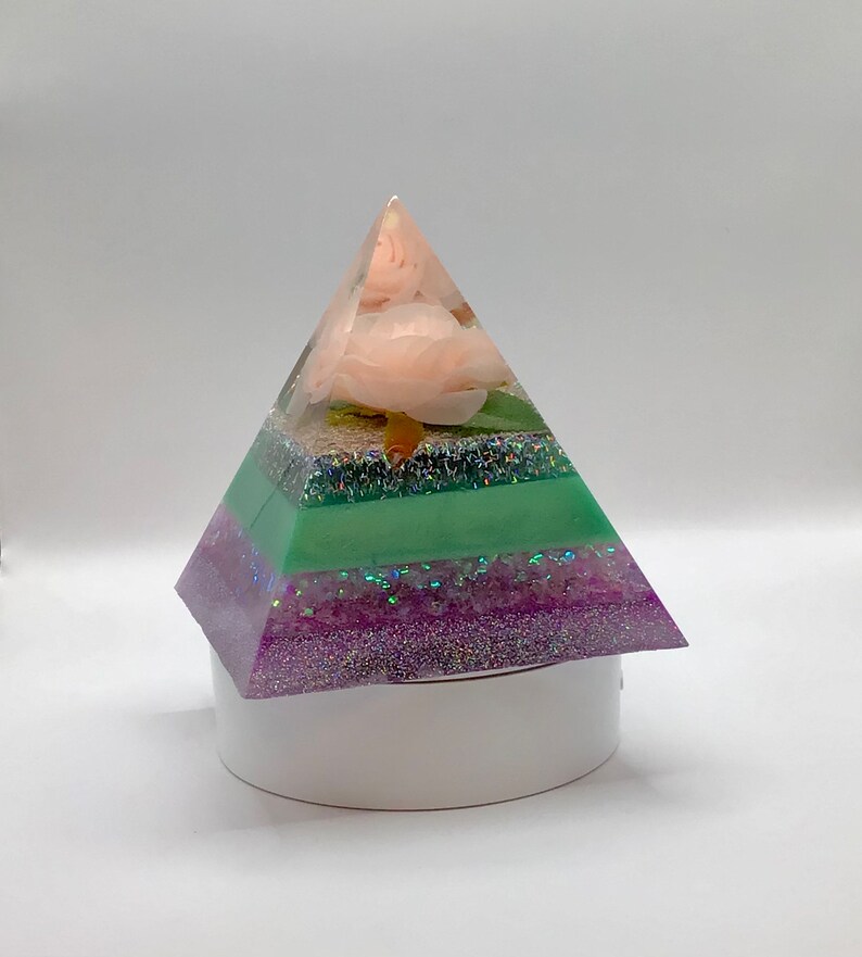 Pink Rose Resin Pyramid Large Pyramid Resin Art Gift for - Etsy