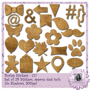 Burlap Stickers Digital Scrapbooking Digiscrap Scrapbook - Etsy