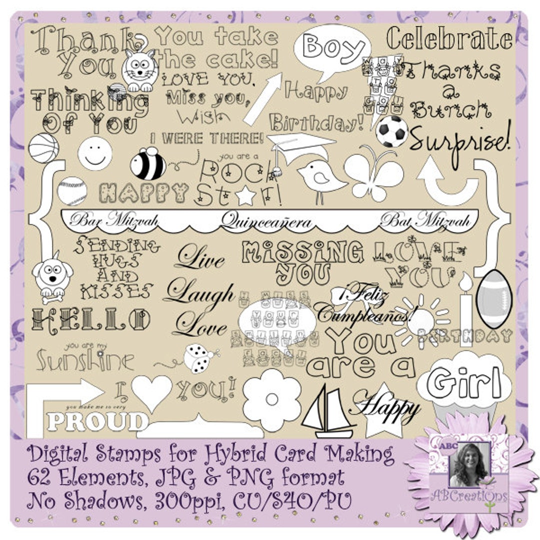 Digital Virtual Stamps for Hybrid Card Making, Create and Print - Etsy UK